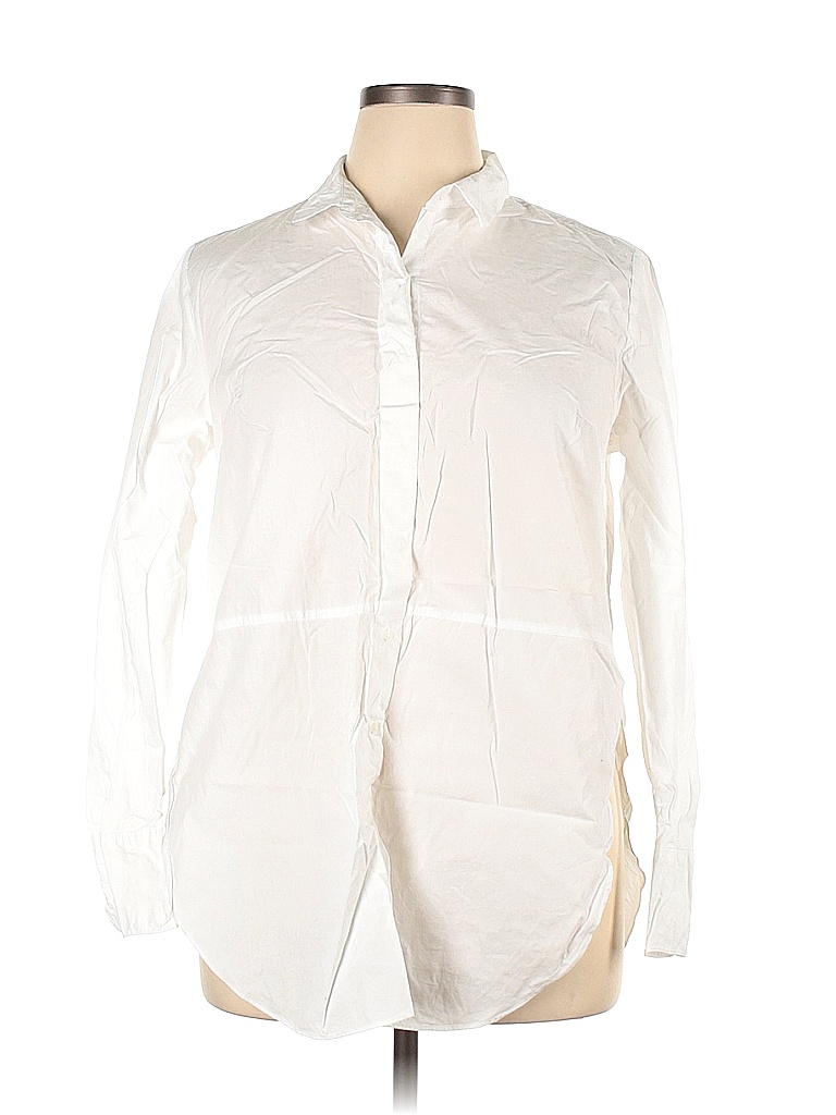 Mossimo 100% Cotton Solid Colored White Long Sleeve Button-Down Shirt Size XL - 47% off | thredUP