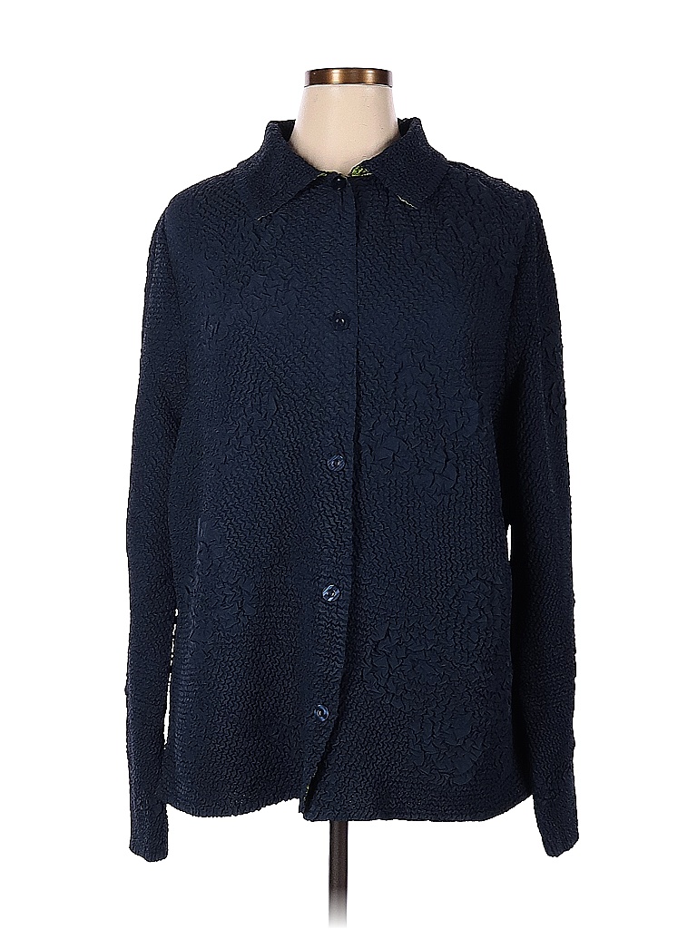 Susan Graver 100 Polyester Solid Blue Long Sleeve Blouse Size Xl 78