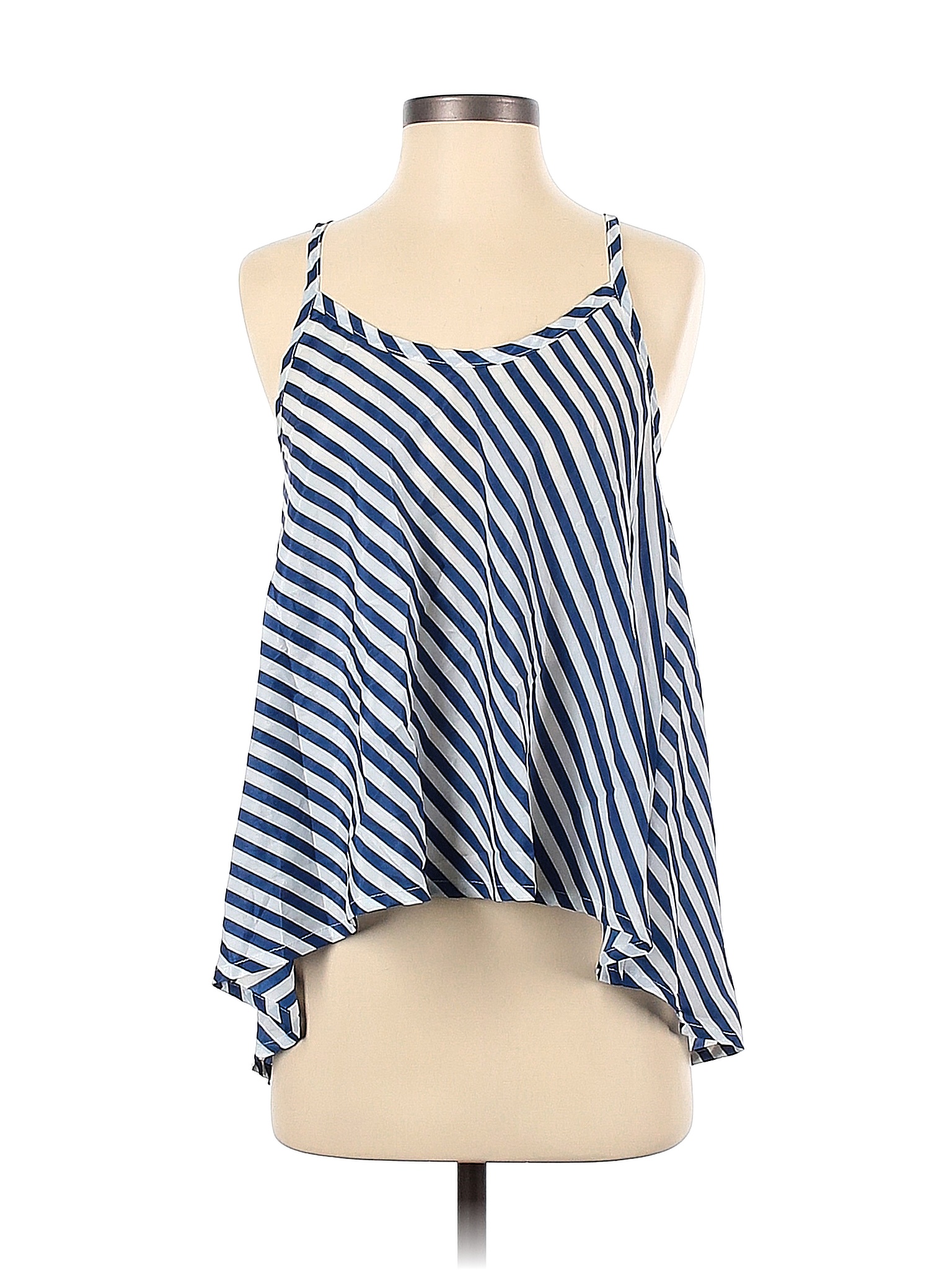 Body Central 100 Polyester Stripes Multi Color Blue Sleeveless Blouse