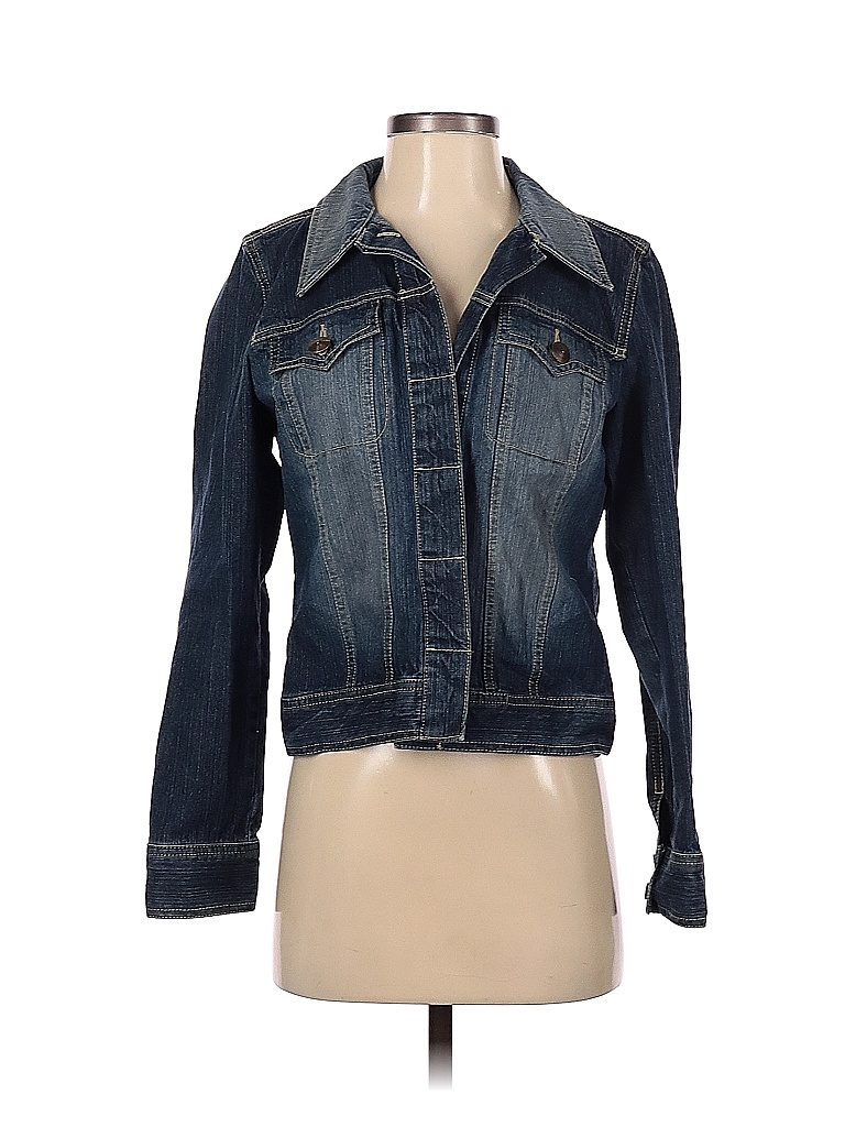Liz Claiborne 100 Cotton Solid Blue Denim Jacket Size S 64 Off
