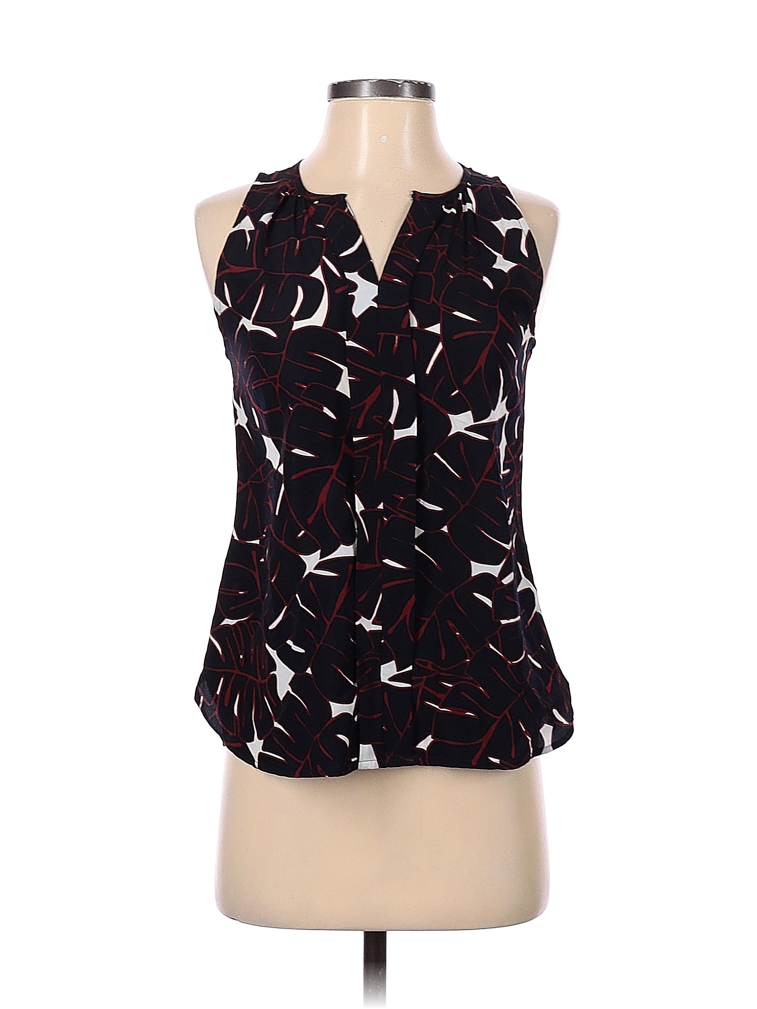 Ann Taylor Loft Outlet 100 Polyester Floral Black Sleeveless Blouse