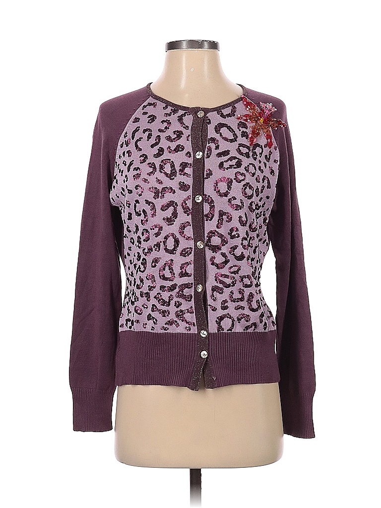 Michael Simon Color Block Purple Silk Cardigan Size S - 94% off | thredUP