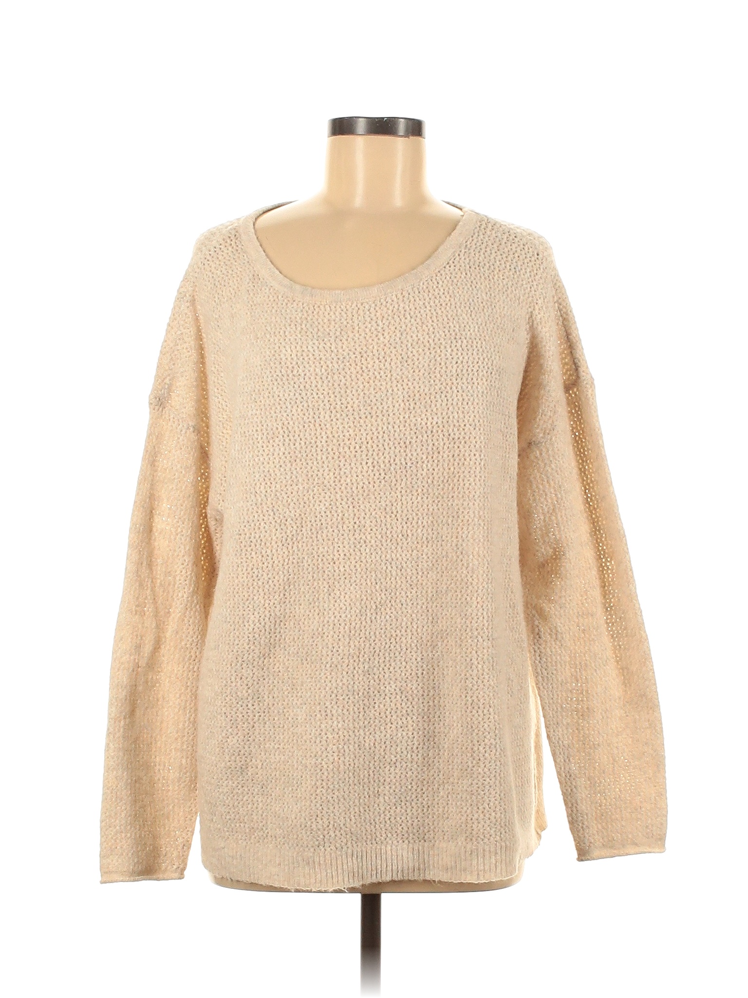 Assorted Brands Color Block Solid Tan Ivory Pullover Sweater Size Med ...