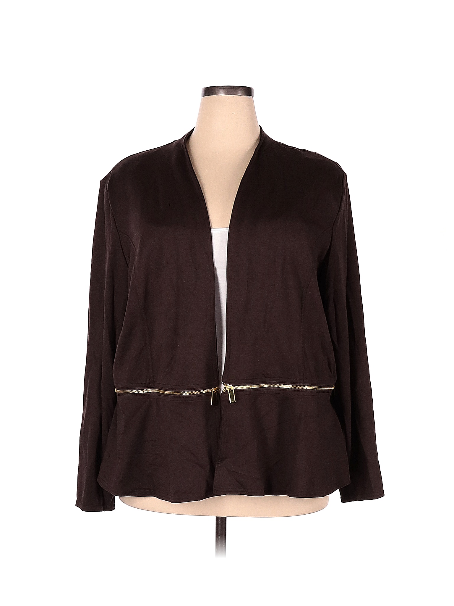 IMAN Solid Colored Brown Jacket Size 3X (Plus) - 70% off | thredUP