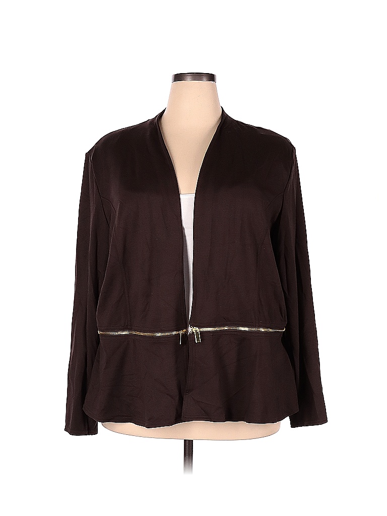 IMAN Solid Colored Brown Jacket Size 3X (Plus) - 70% off | thredUP