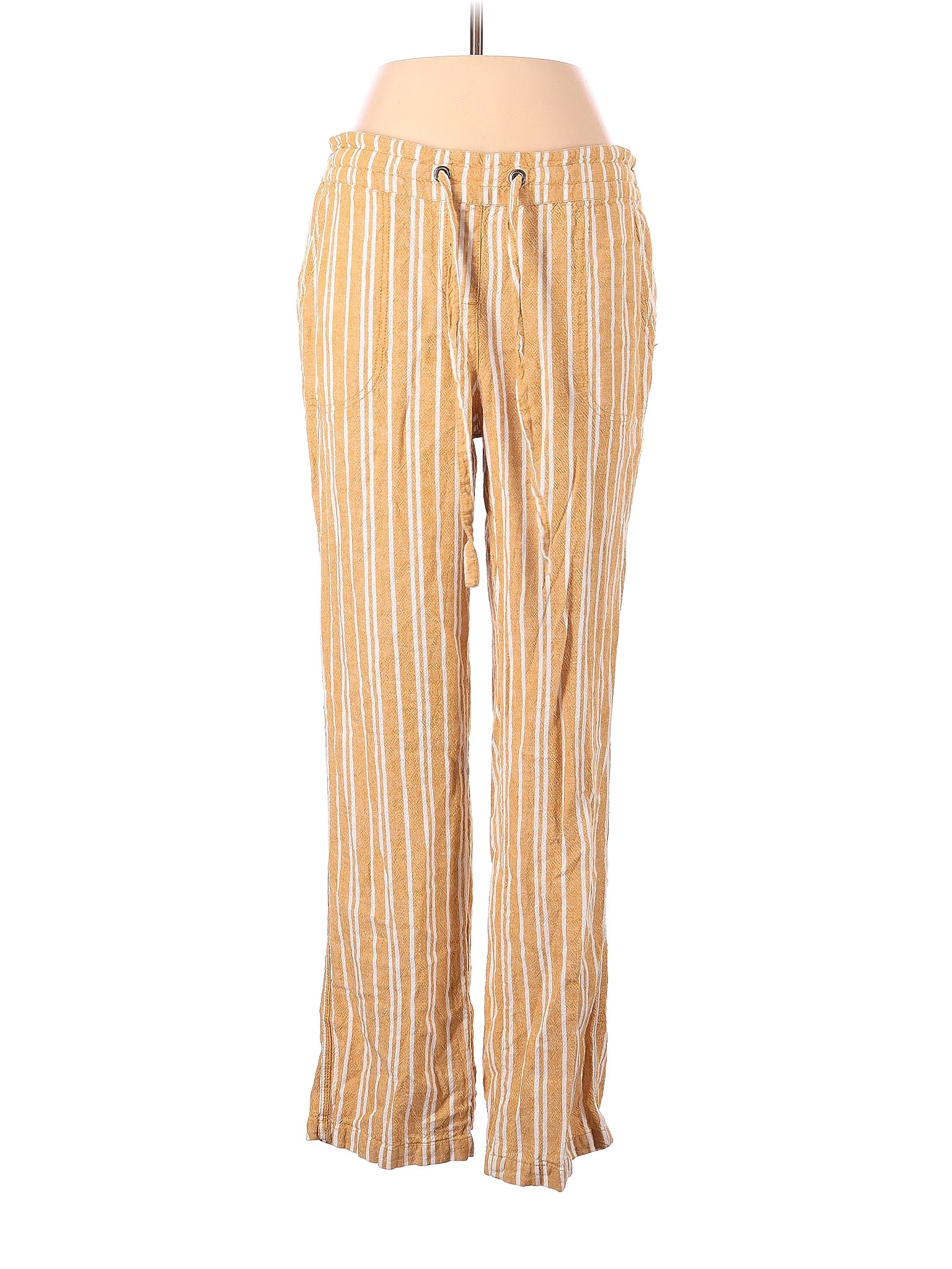 Per Se Stripes Colored Yellow Linen Pants Size M - 82% off | thredUP