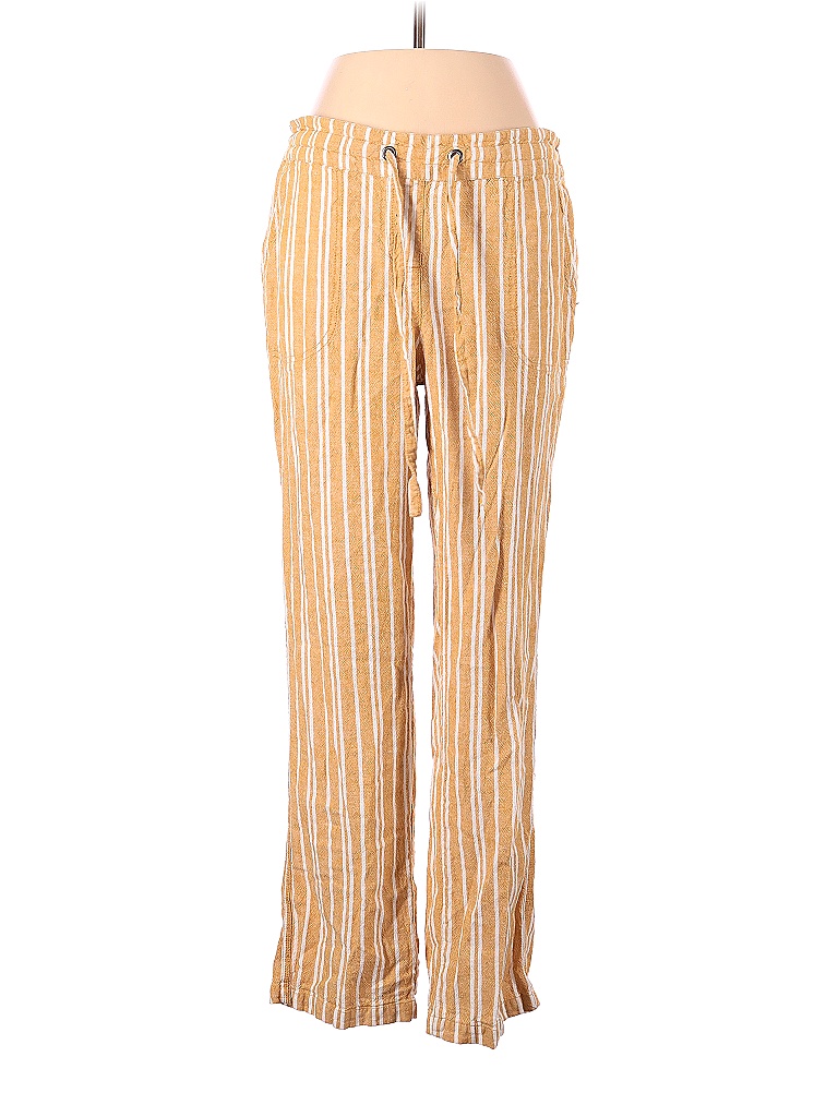 Per Se Stripes Colored Yellow Linen Pants Size M - 82% off | thredUP