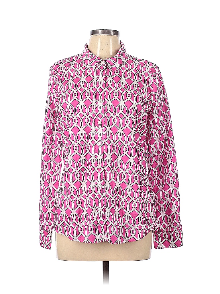 Crown And Ivy 100 Cotton Colored Pink Long Sleeve Button Down Shirt Size