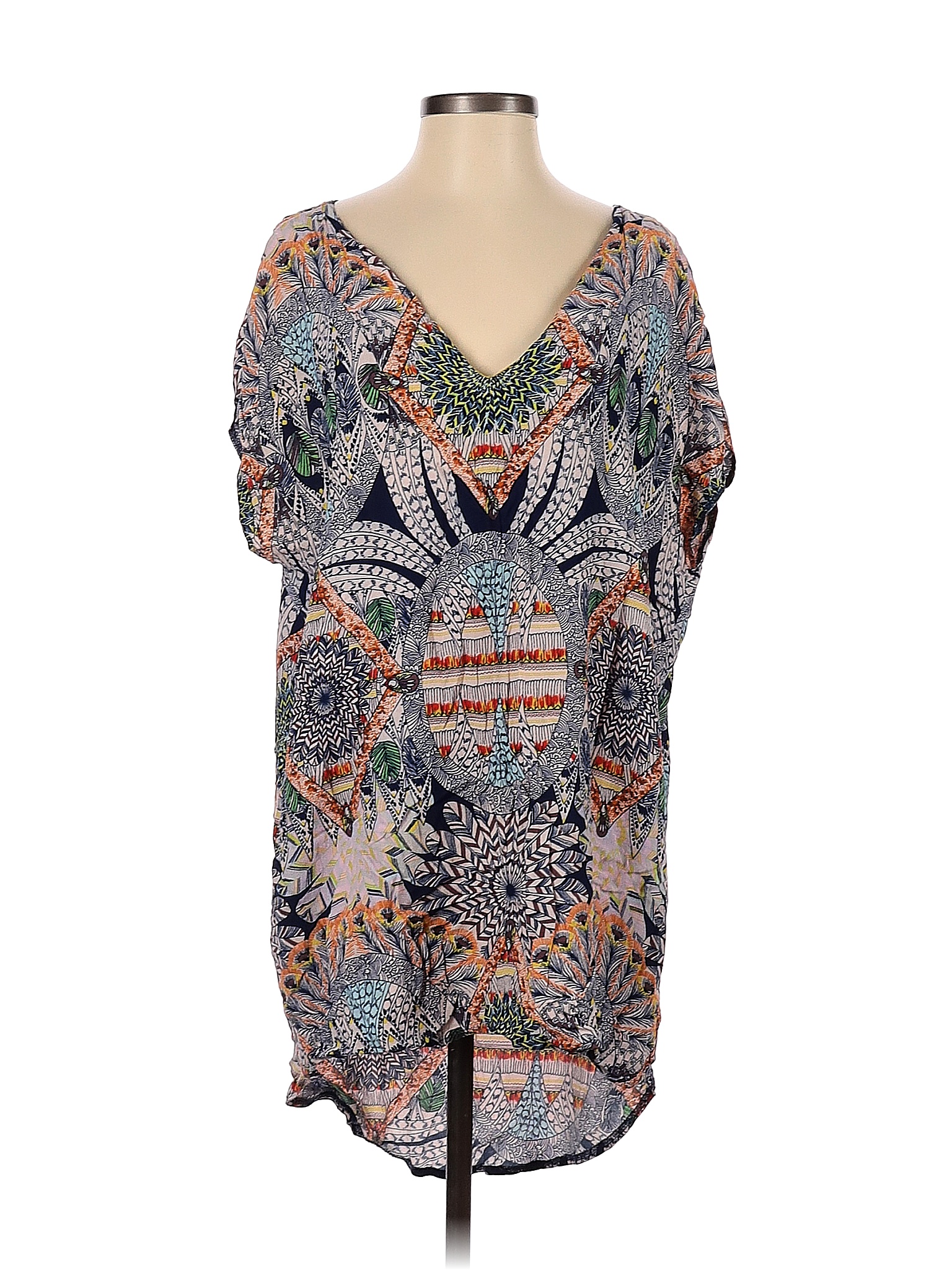 mamie ruth 100% Polyester Multi Color Blue Casual Dress Size S - 92% ...