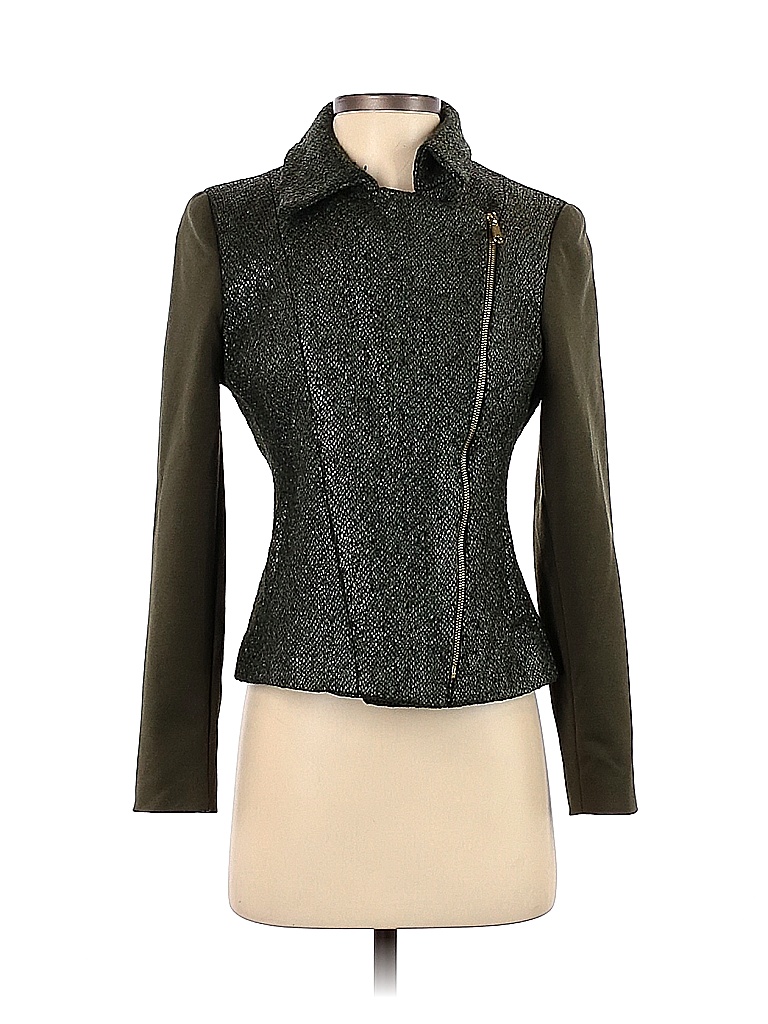 Sharagano 100% Polyester Solid Green Jacket Size 2 - 92% off | thredUP