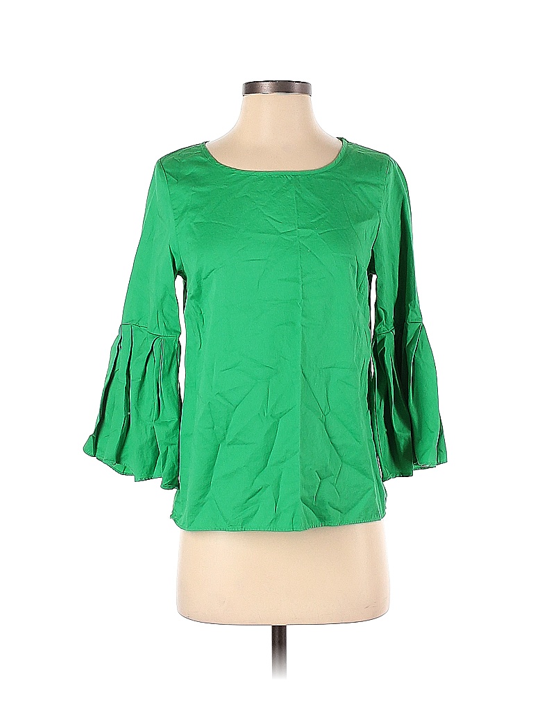 Jane And Delancey 100 Cotton Solid Colored Green Long Sleeve Blouse