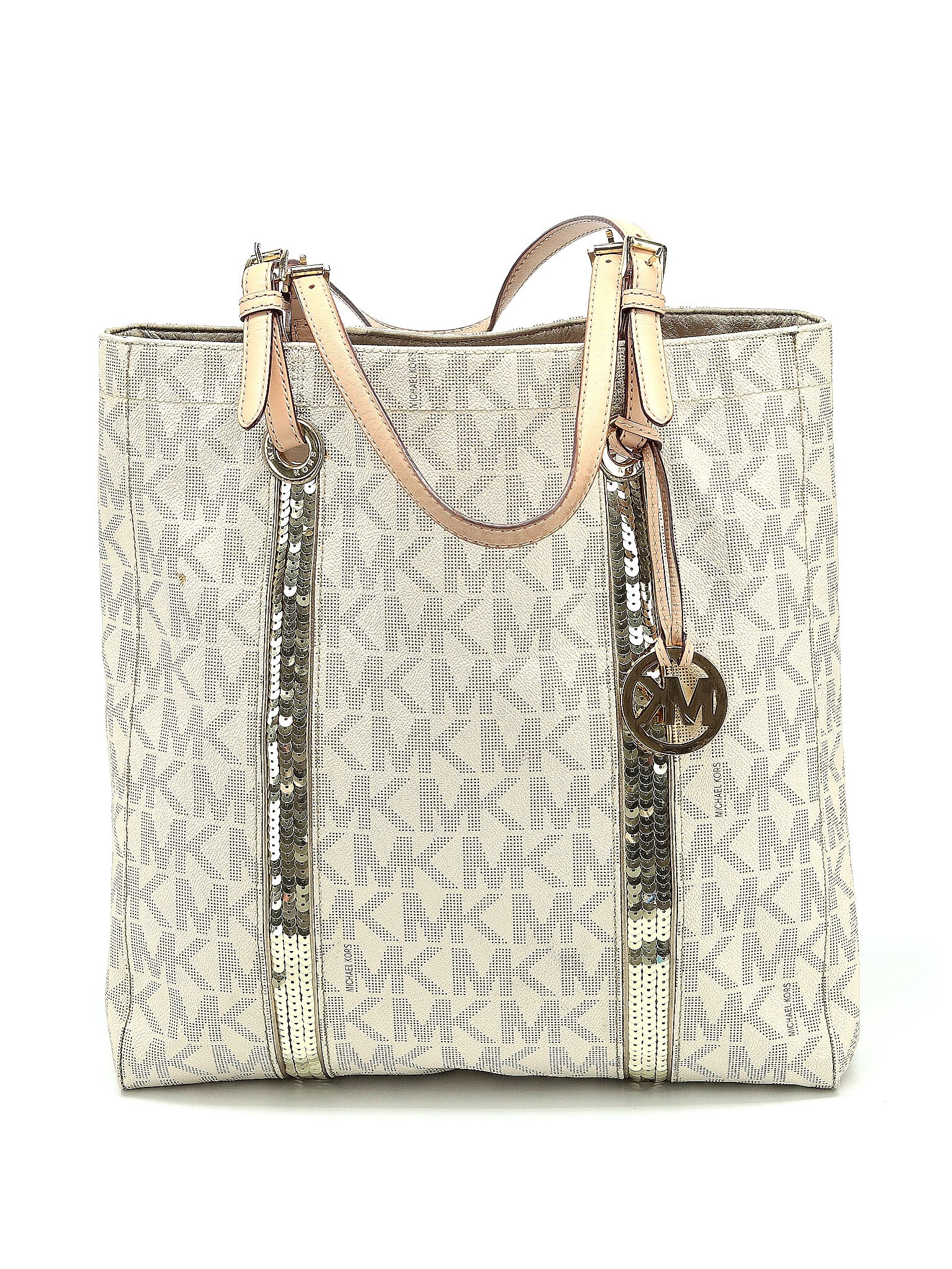Michael Michael Kors Color Block Solid Metallic Ivory Tote One Size