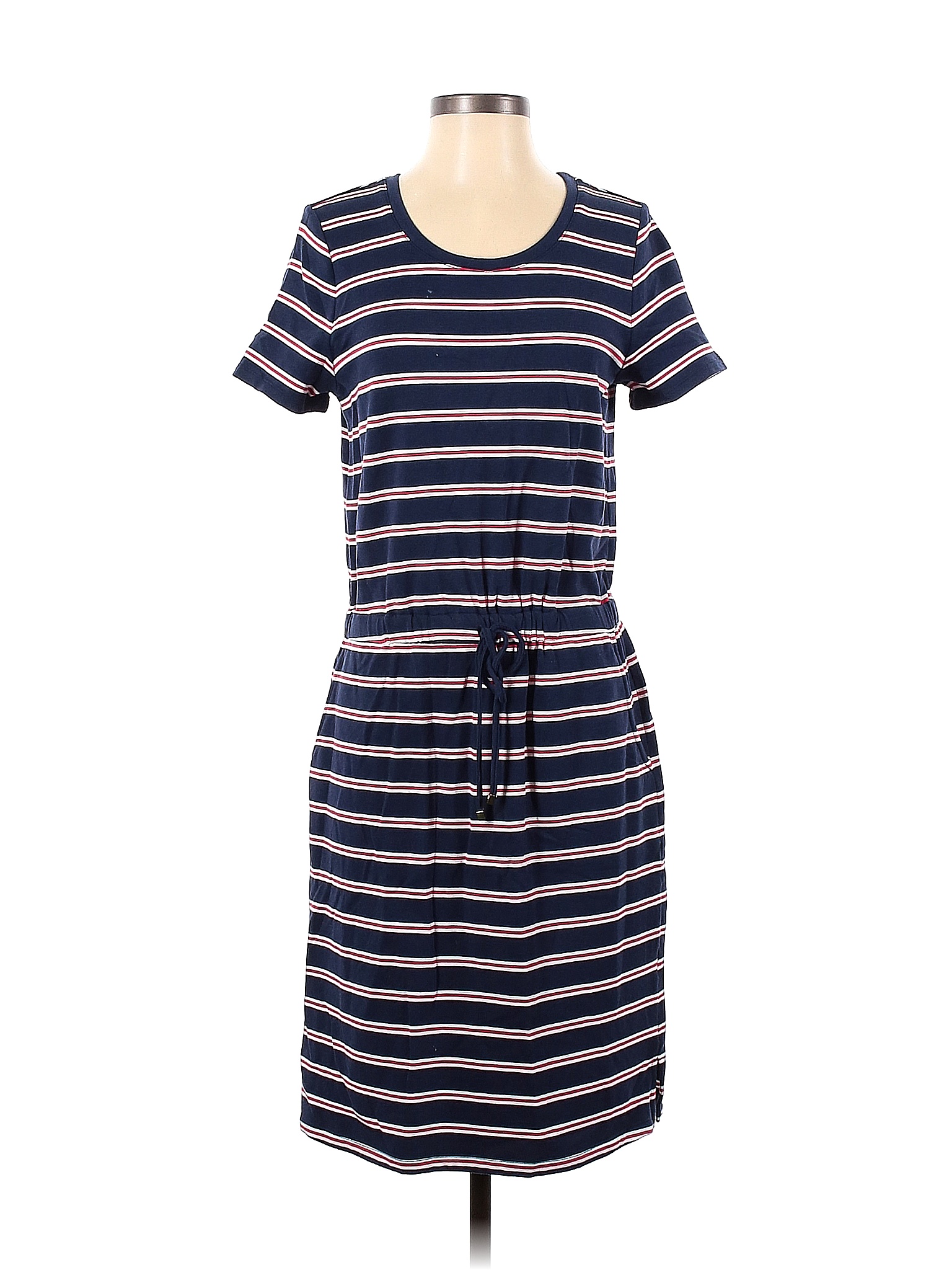 Charter Club 100 Cotton Stripes Multi Color Blue Casual Dress Size S