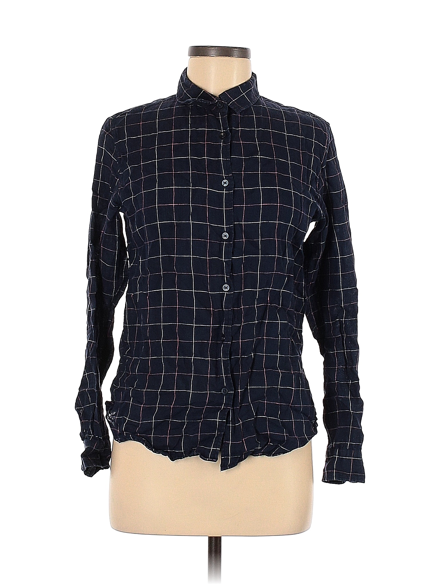 Uniqlo Grid Blue Long Sleeve Button-Down Shirt Size M - 60% off | thredUP