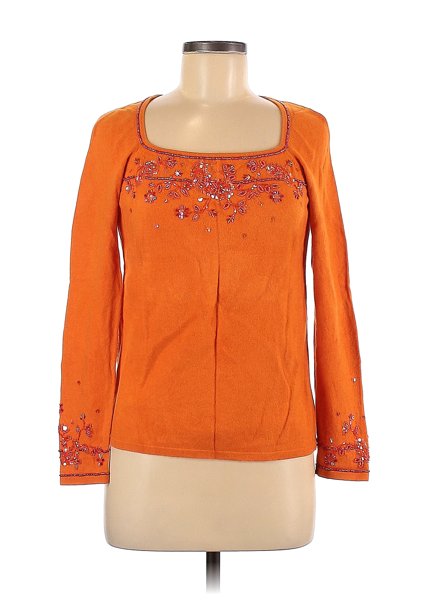 Escada Color Block Solid Colored Orange Pullover Sweater Size 40 (EU ...