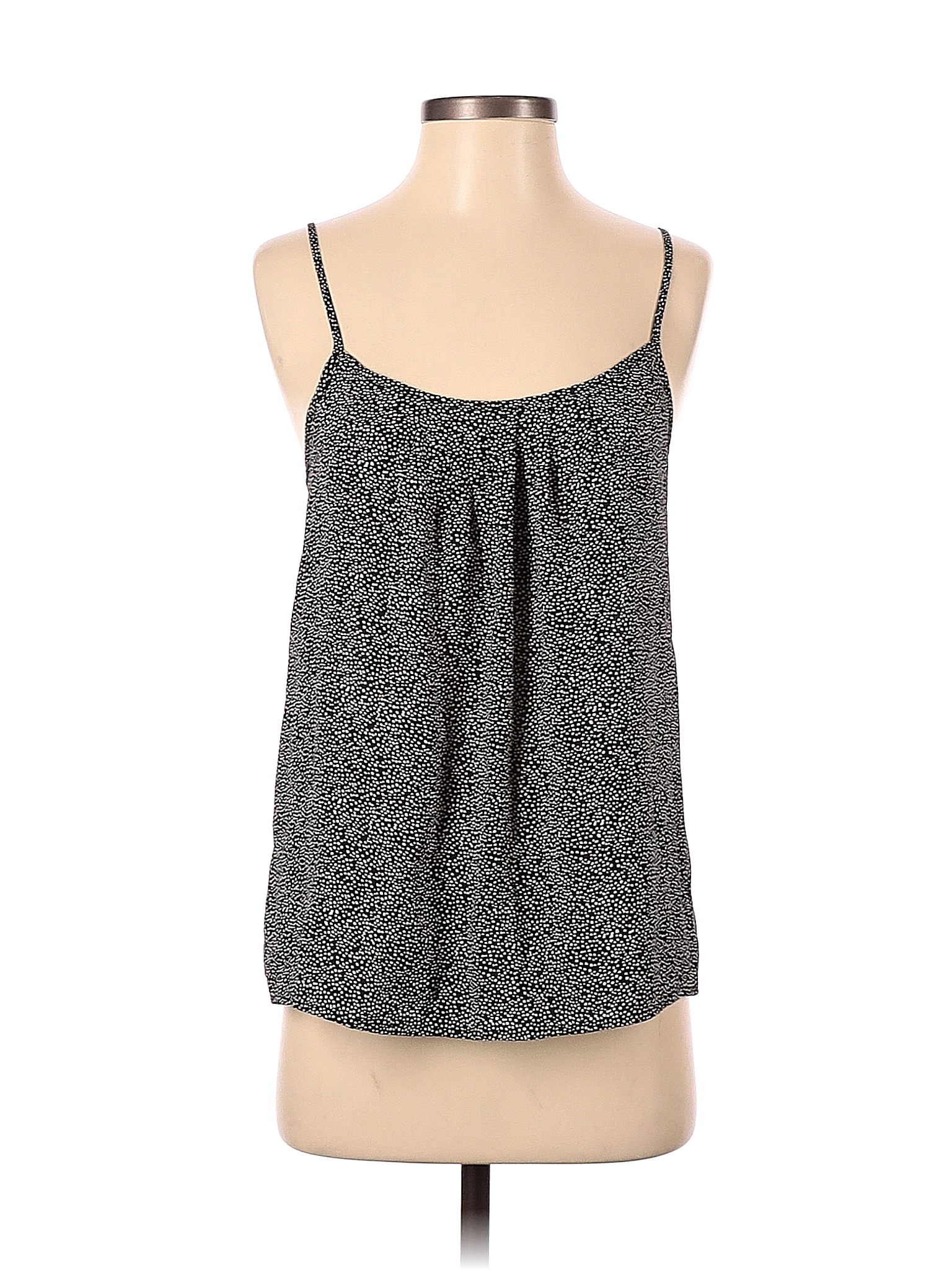 Ann Taylor Loft 100 Polyester Gray Black Sleeveless Blouse Size Xs
