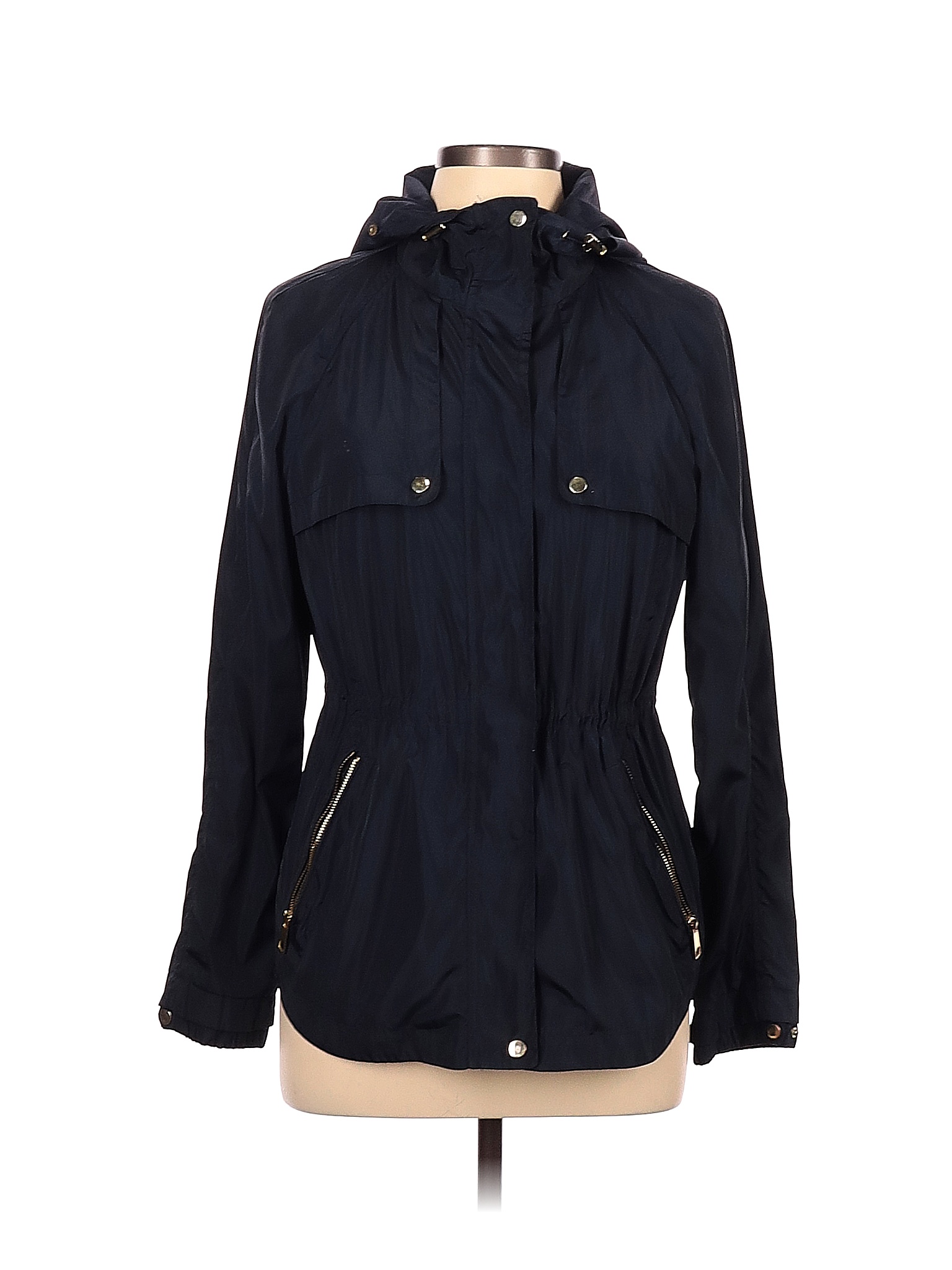 Zara Basic 100% Polyester Solid Black Blue Jacket Size L - 58% off | thredUP