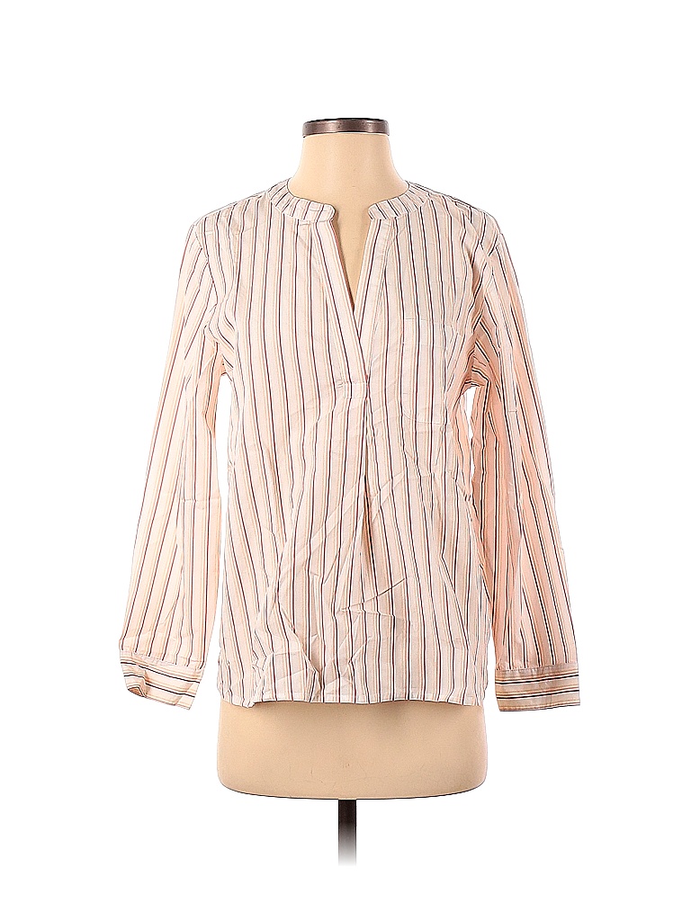 J.Crew 100% Cotton Stripes Colored Pink Long Sleeve Blouse Size S - 89% off | ThredUp