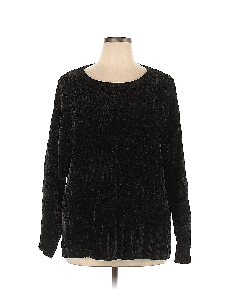 Seven7 100% Polyester Color Block Solid Black Pullover Sweater Size XL ...