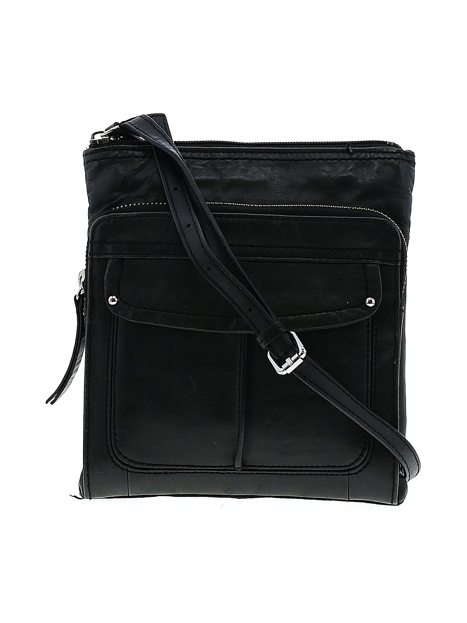 Perlina 100% Leather Solid Black Leather Crossbody Bag One Size - 75% ...
