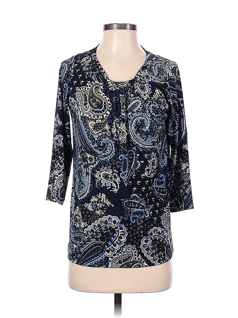 Susan Graver Paisley Blue 3/4 Sleeve Top Size XXS - 71% off | ThredUp