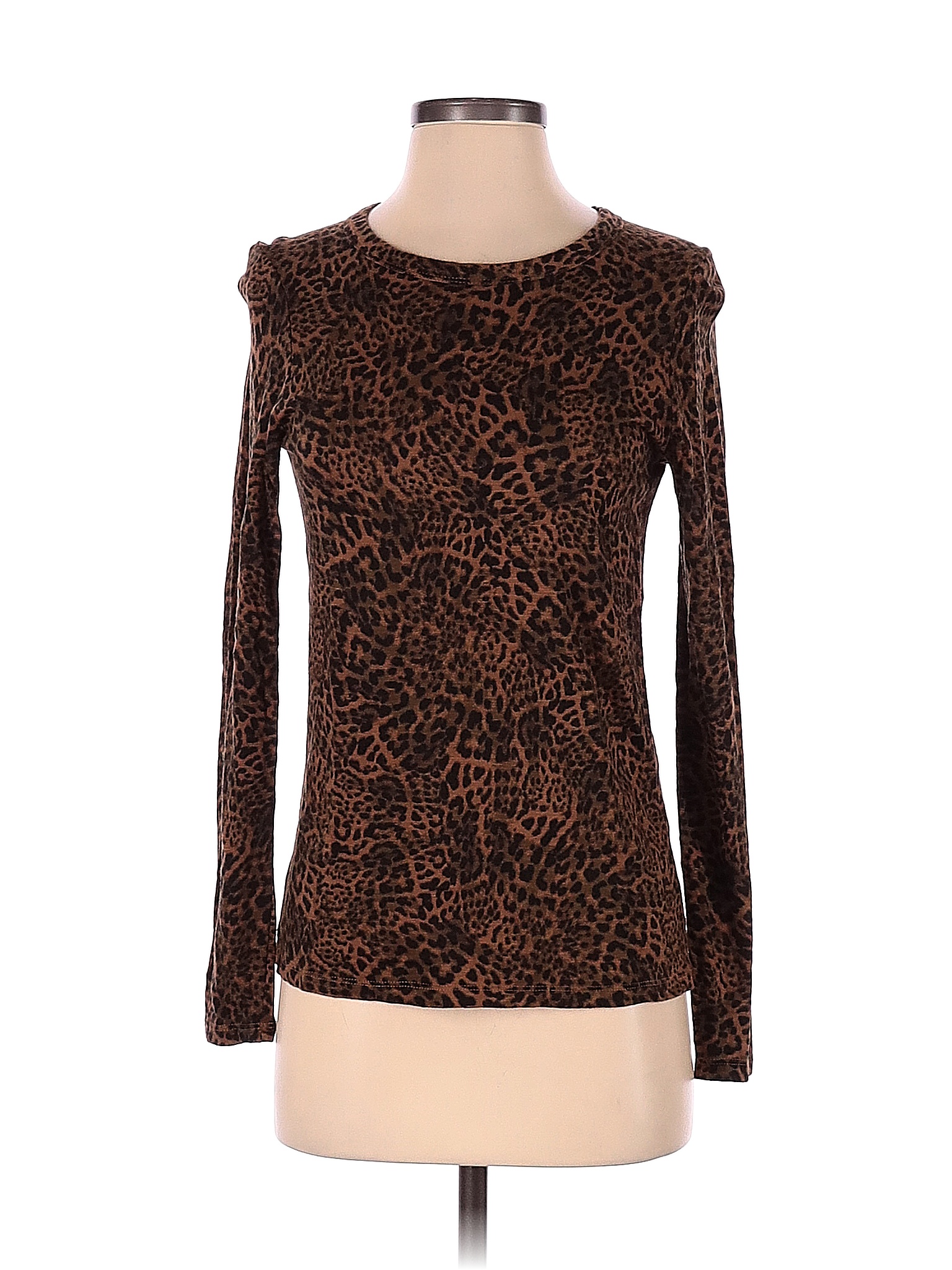 Banana Republic Animal Print Leopard Print Colored Brown Long Sleeve T ...