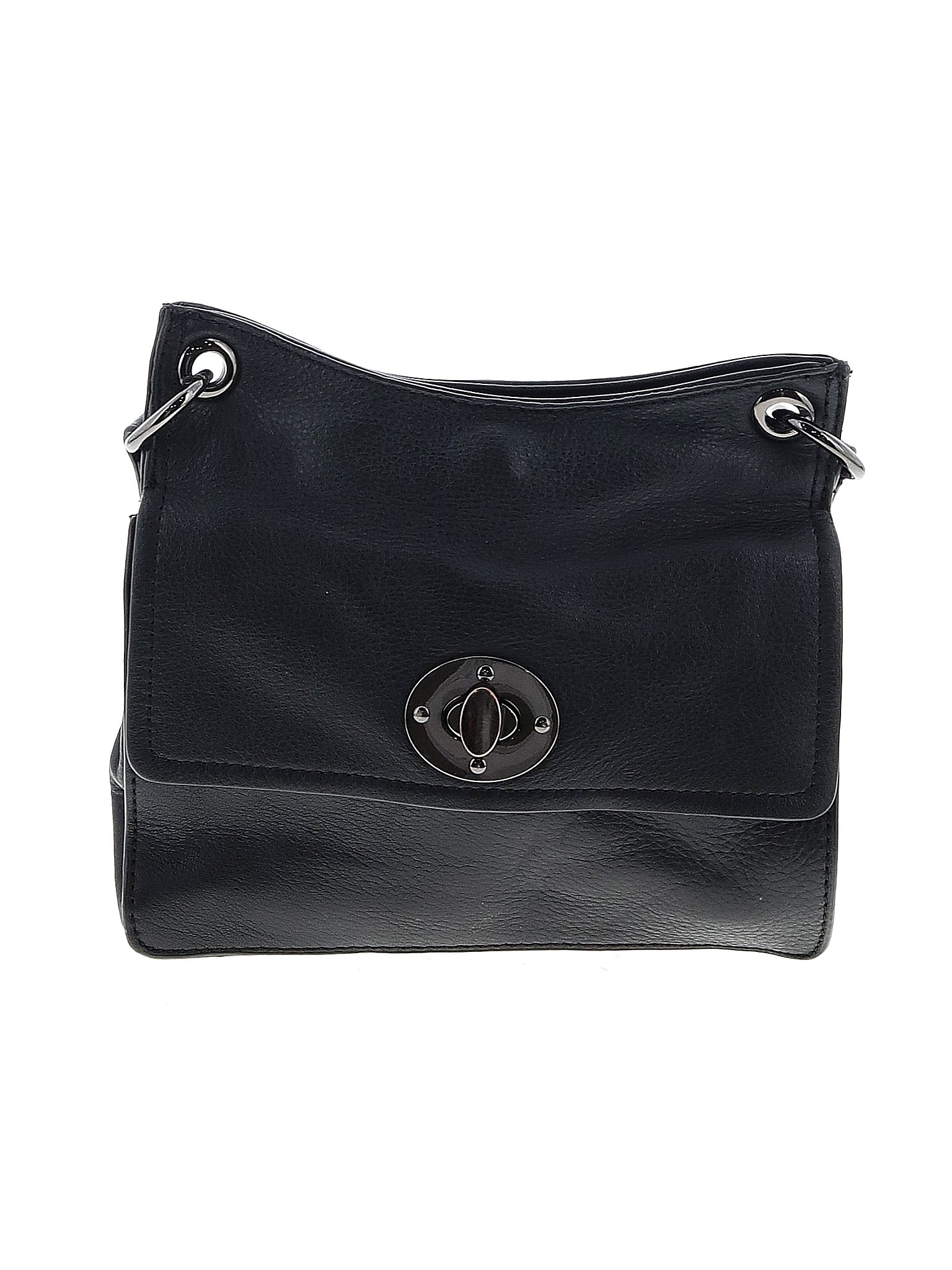 RACHEL Rachel Roy 100% Leather Solid Black Leather Crossbody Bag One ...