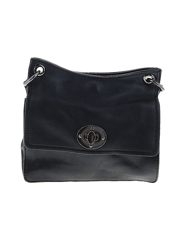 RACHEL Rachel Roy 100% Leather Solid Black Leather Crossbody Bag One ...