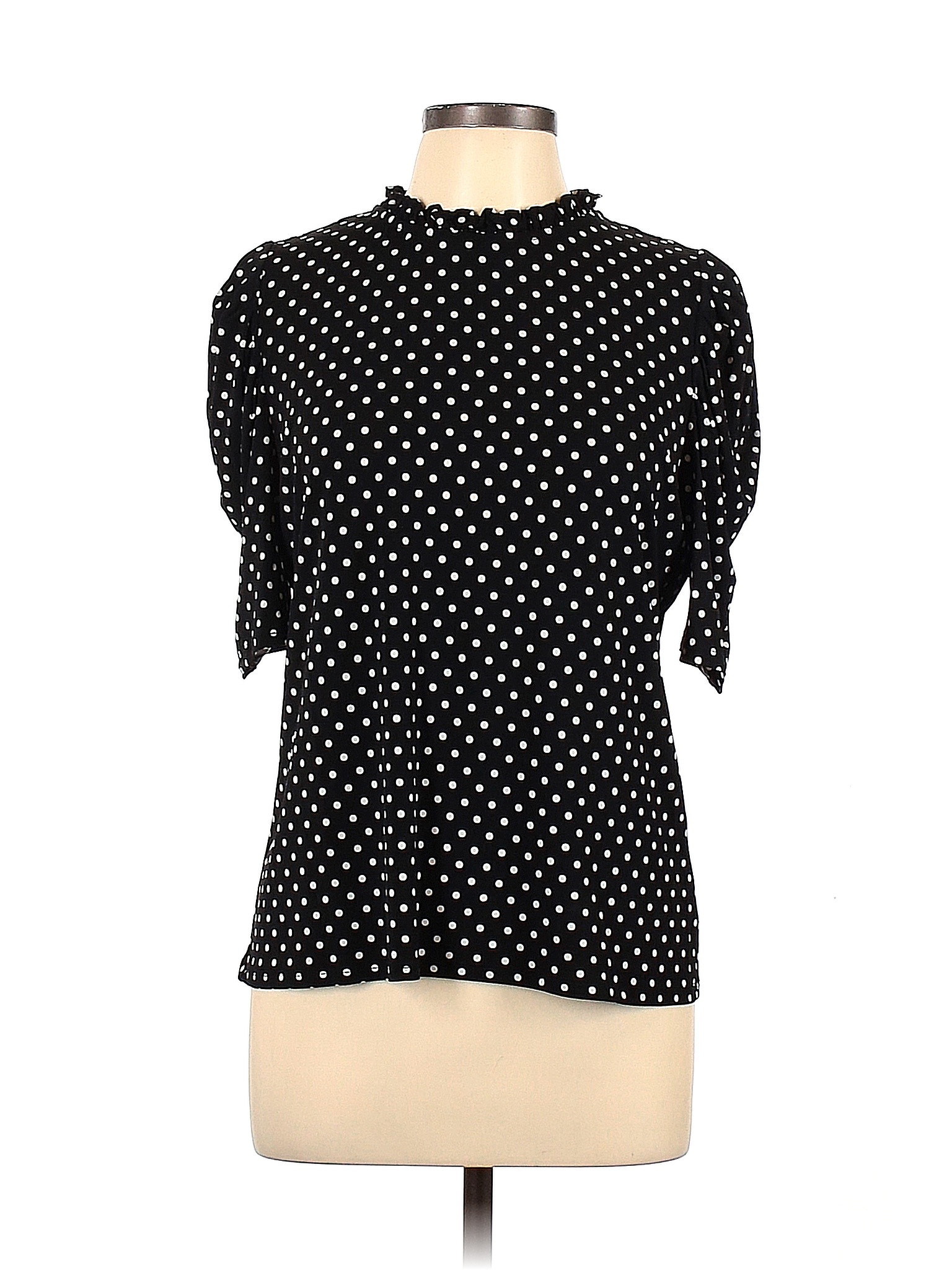Cece Polka Dots Black Short Sleeve Top Size L 73 Off Thredup