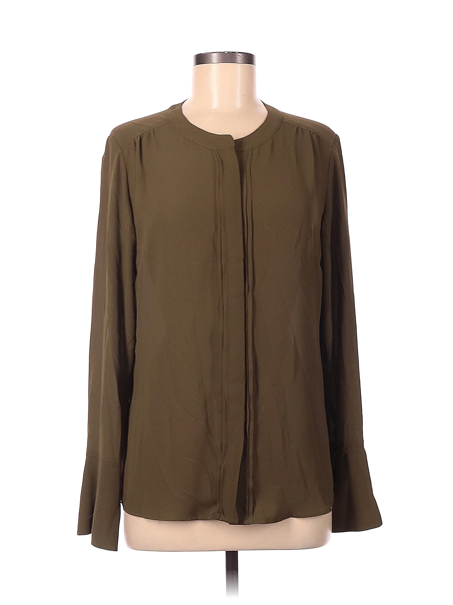 The Limited 100% Polyester Solid Colored Green Long Sleeve Blouse Size ...