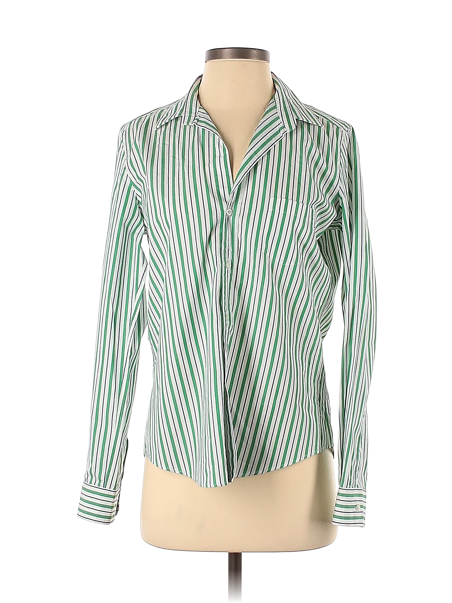 Frank & Eileen 100% Cotton Stripes Multi Color Green Long Sleeve Button-Down Shirt Size XS - 80% ...