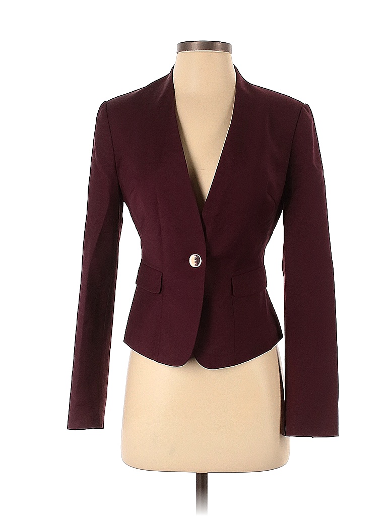 Ted Baker London Solid Colored Burgundy Wool Blazer Size 4 (1) - 78% ...