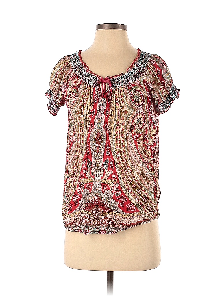 BILA 100% Rayon Burgundy Short Sleeve Blouse Size S - 42% off | ThredUp