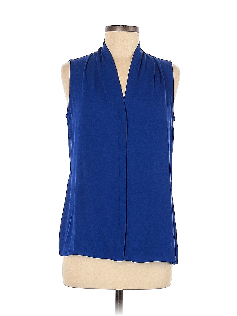 Banana Republic 100 Polyester Solid Blue Sleeveless Blouse Size 6 62