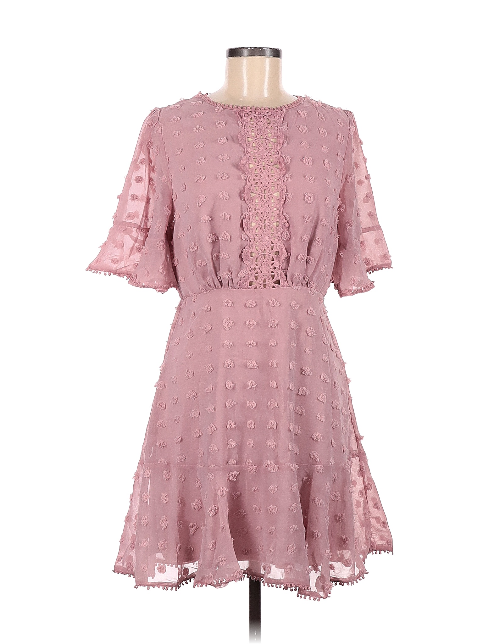 Simplee 100% Polyester Solid Colored Pink Casual Dress Size M - 56% off ...