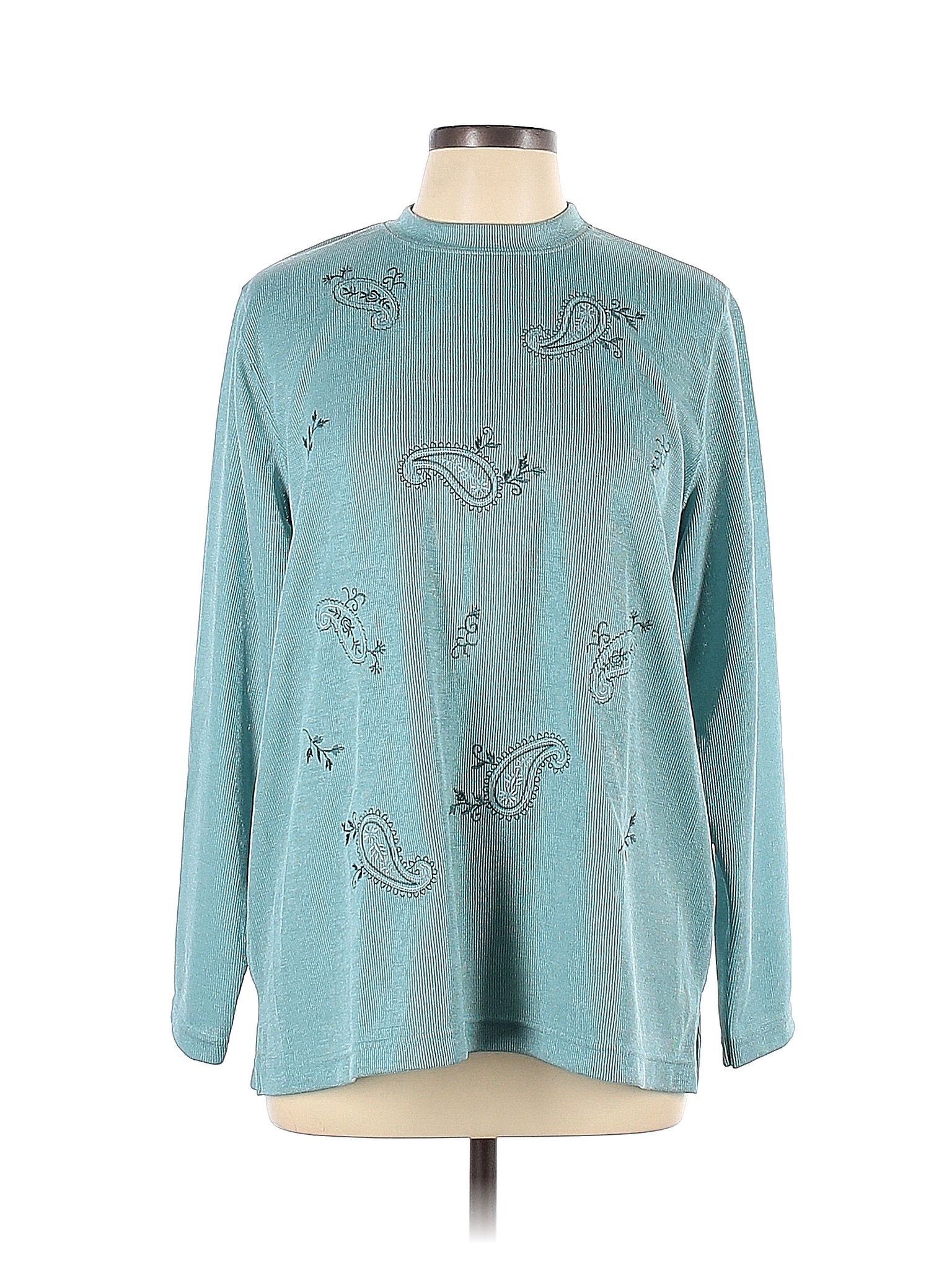Bonworth 100 Polyester Solid Blue Long Sleeve Top Size L 57 Off