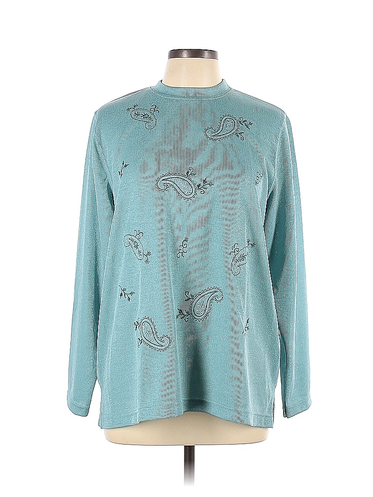 BonWorth 100% Polyester Solid Blue Long Sleeve Top Size L - 57% off ...