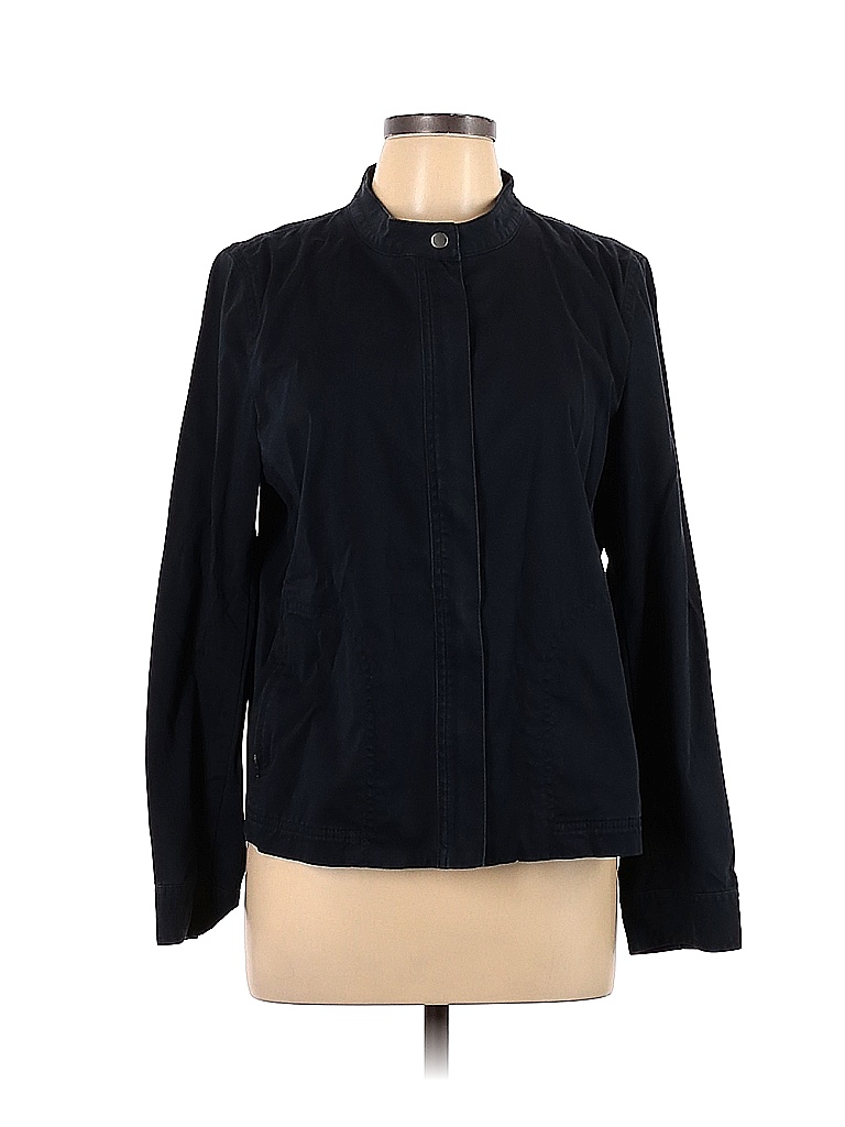 J.Jill Solid Black Blue Jacket Size L - 77% off | thredUP