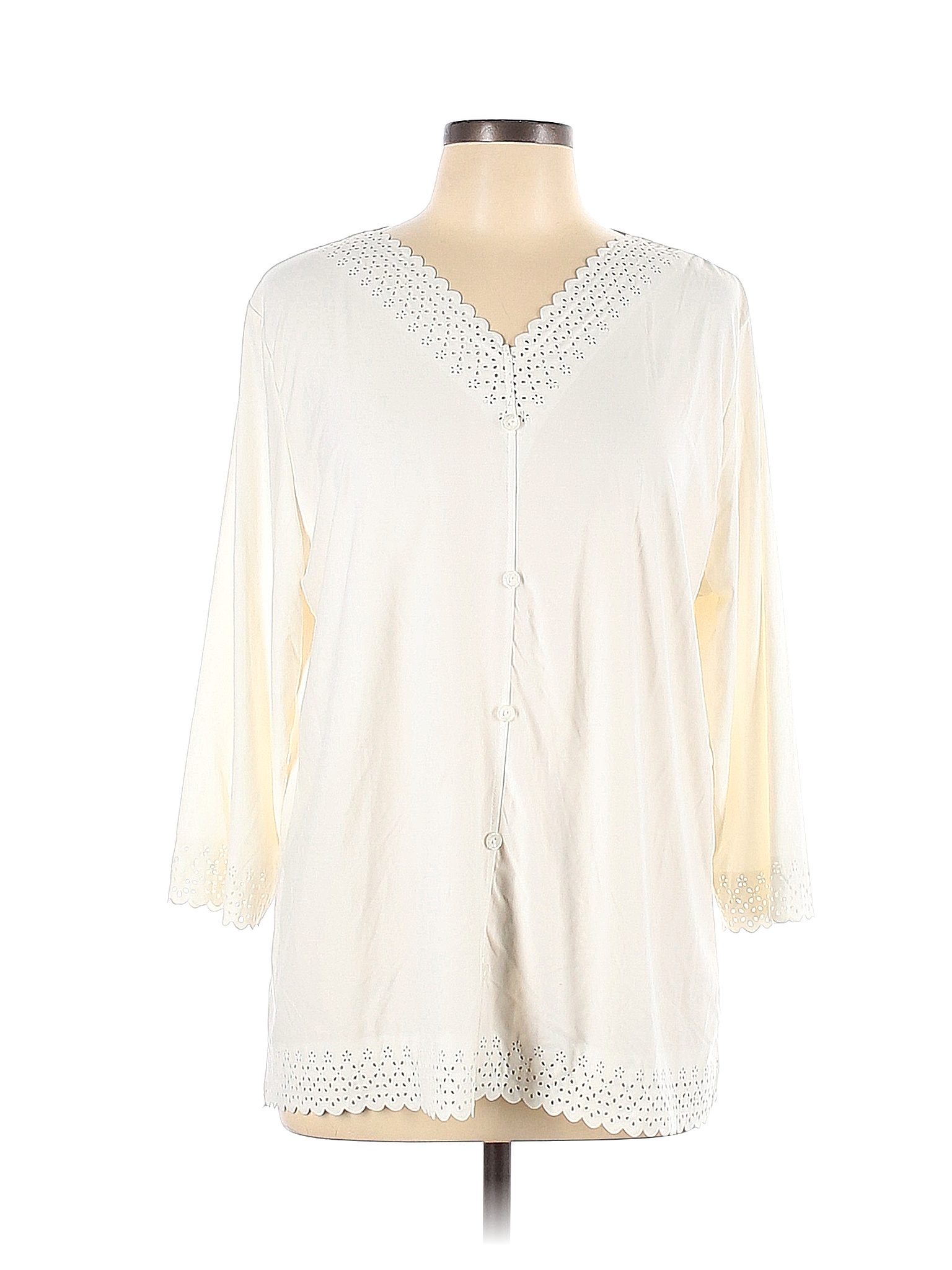 Bonworth Solid Colored Ivory Long Sleeve Blouse Size L 52 Off Thredup
