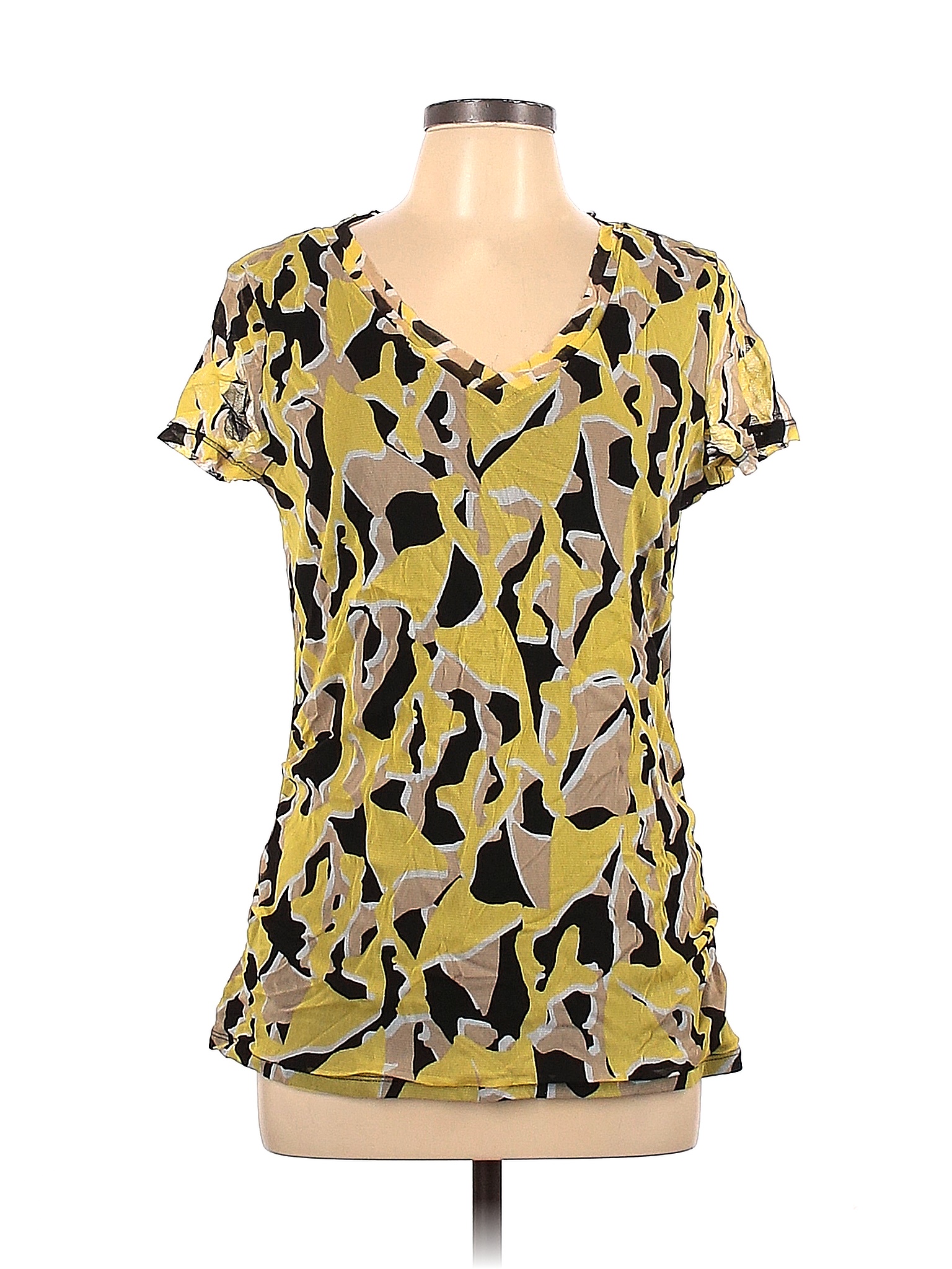 Dana Buchman 100% Nylon Yellow Short Sleeve Top Size L - 55% off | thredUP