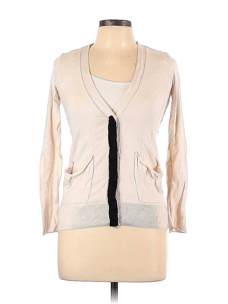 Simply Vera Vera Wang 100% Cotton Color Block Solid Ivory Cardigan Size ...