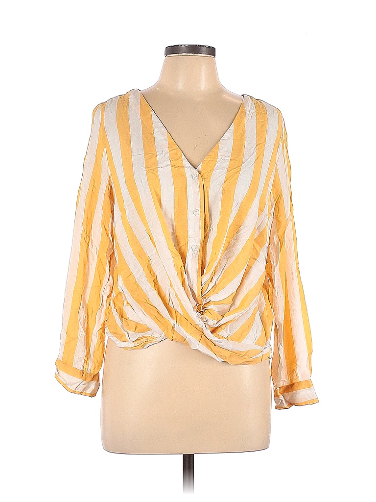 A N A A New Approach 100 Rayon Stripes Colored Yellow Long Sleeve