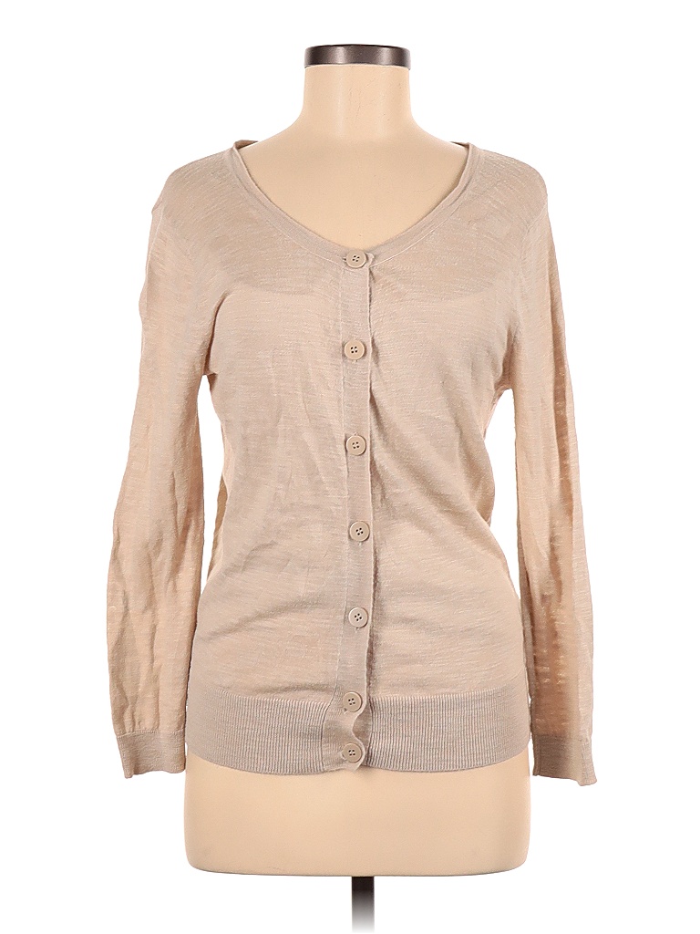 Cable & Gauge Color Block Solid Tan Cardigan Size M - 56% off | thredUP