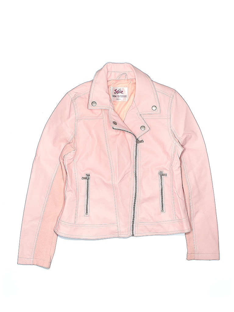 Justice 100% Polyurethane Pink Faux Leather Jacket Size 16 (Plus) - 55% ...
