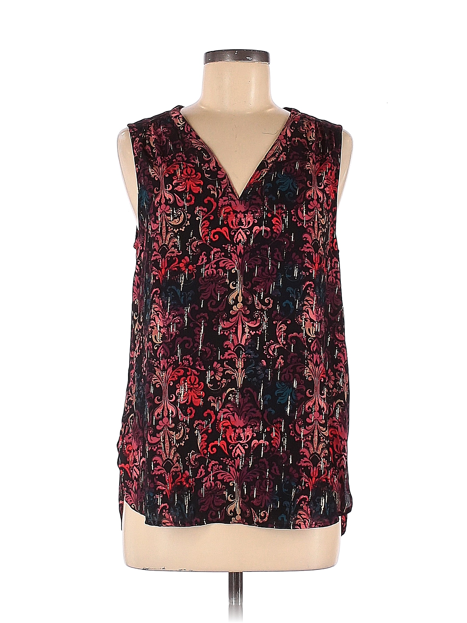Halogen Floral Multi Color Black Sleeveless Blouse Size M - 85% off ...