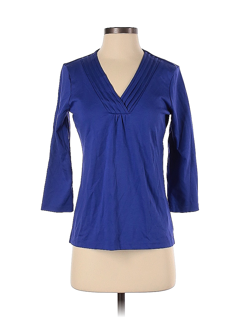 L.L.Bean 100% Cotton Solid Blue 3/4 Sleeve Top Size XS - 56% off | thredUP