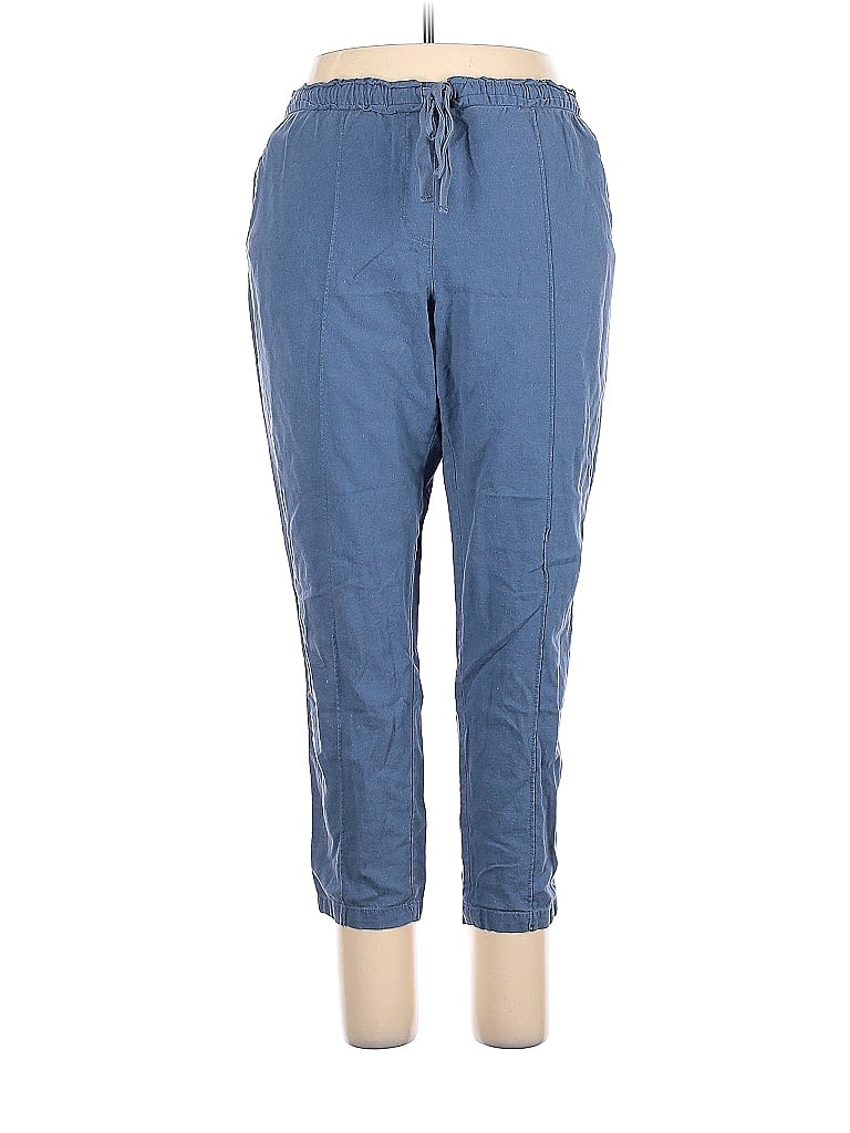 Per Se Solid Blue Linen Pants Size XL - 76% off | thredUP