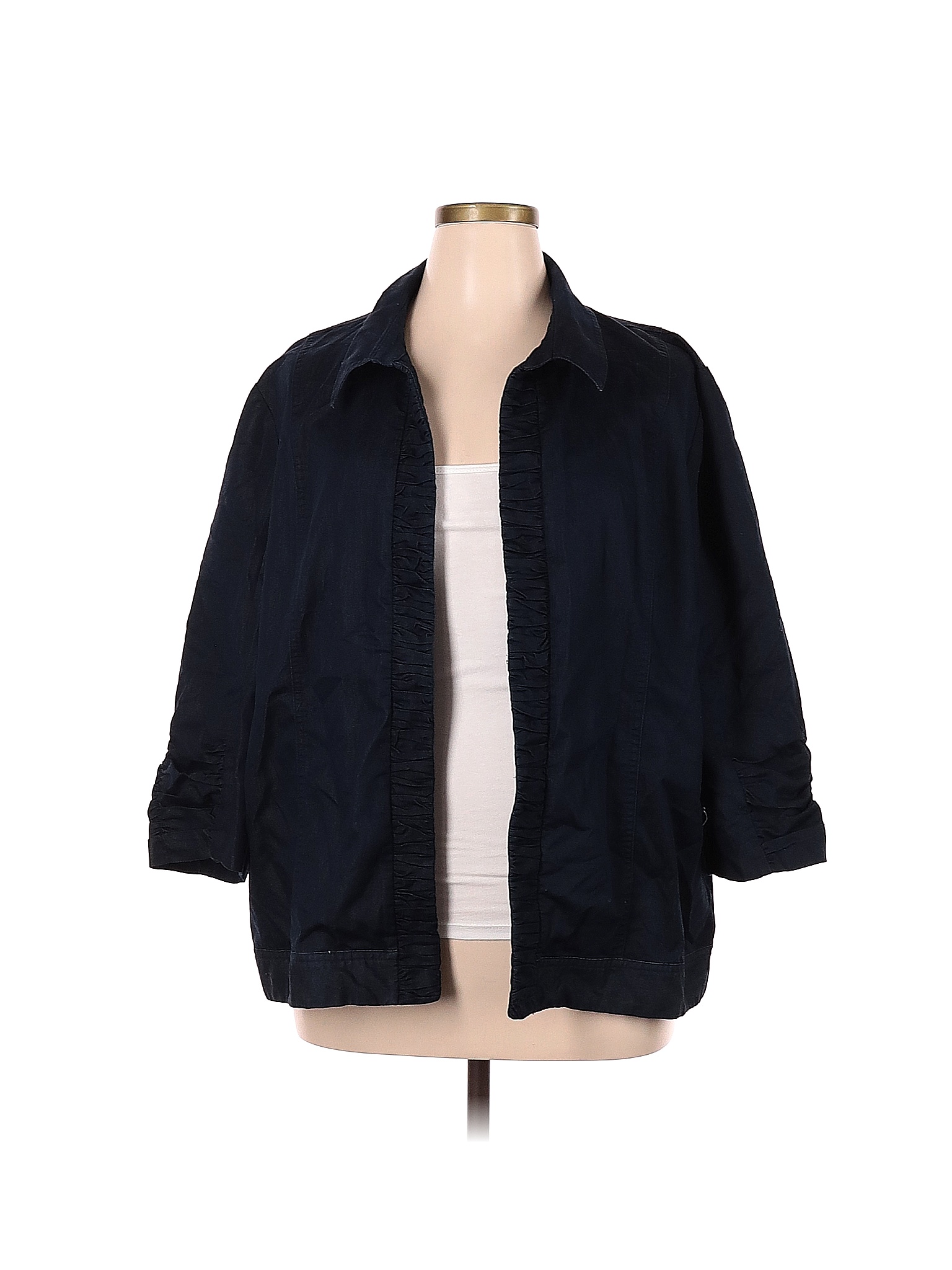BonWorth Color Block Solid Black Blue Long Sleeve Button-Down Shirt ...