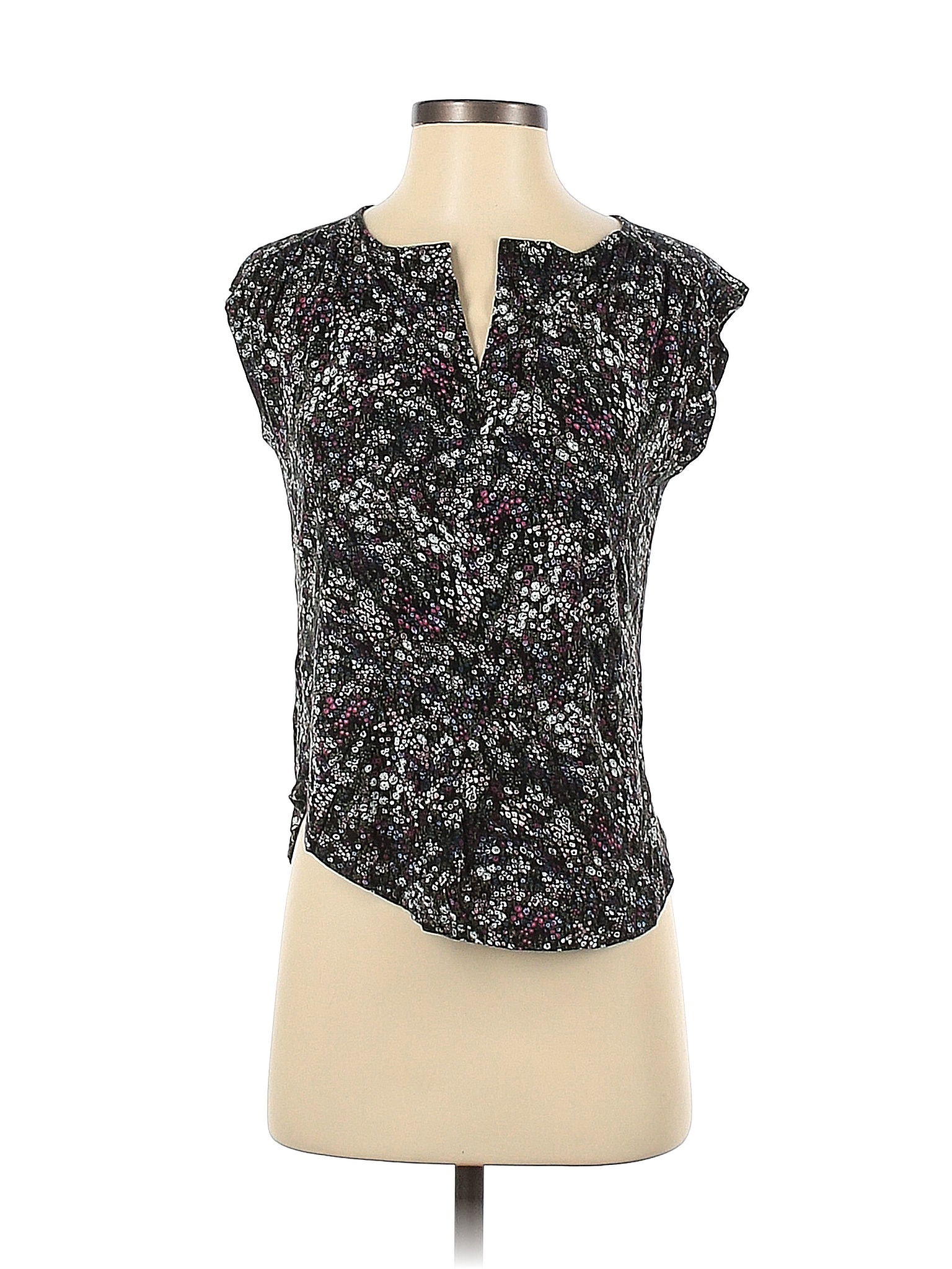 Ann Taylor Loft Outlet 100 Rayon Floral Multi Color Green Short Sleeve