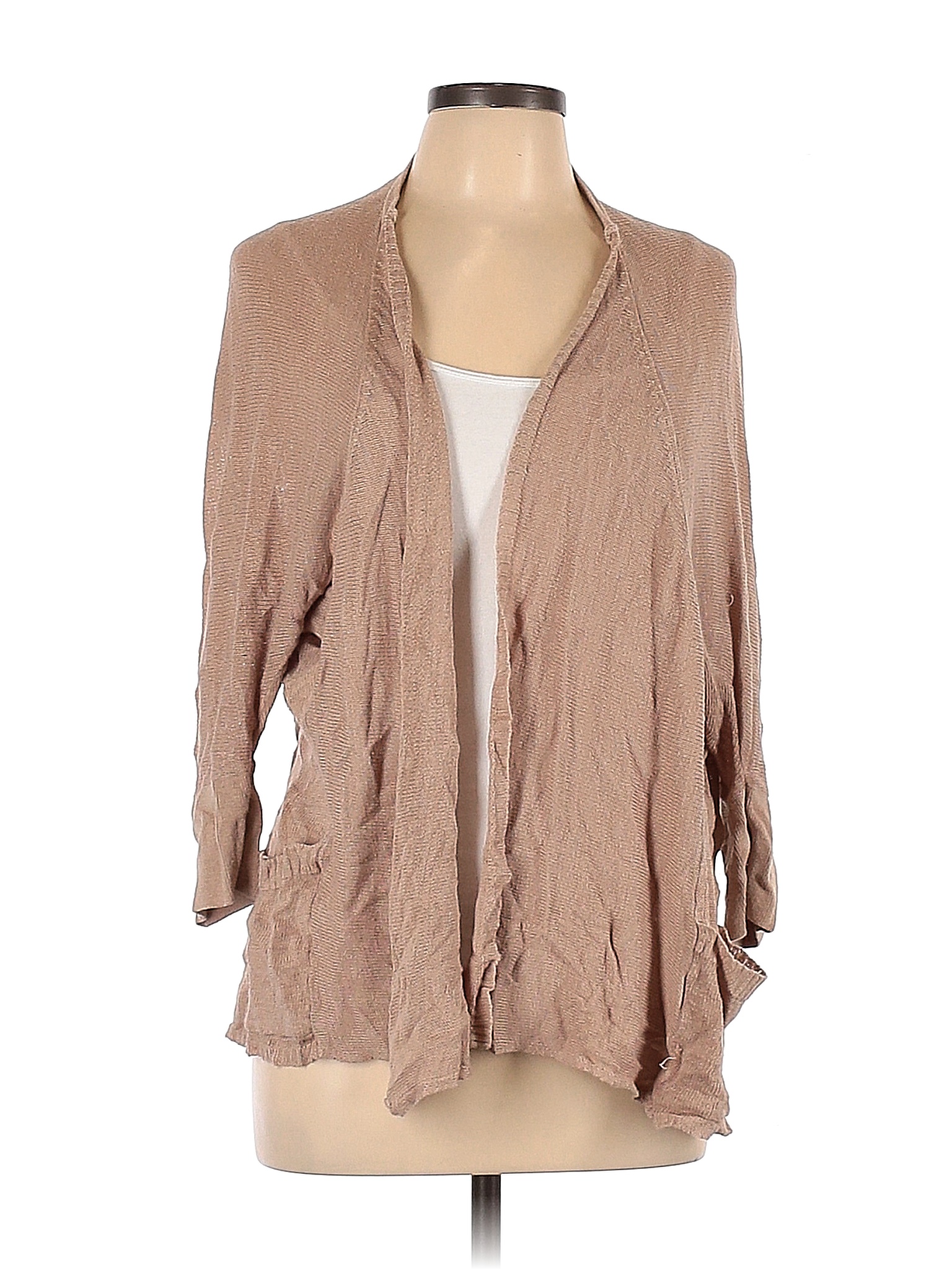 Cable & Gauge Color Block Solid Tan Cardigan Size L - 62% off | thredUP
